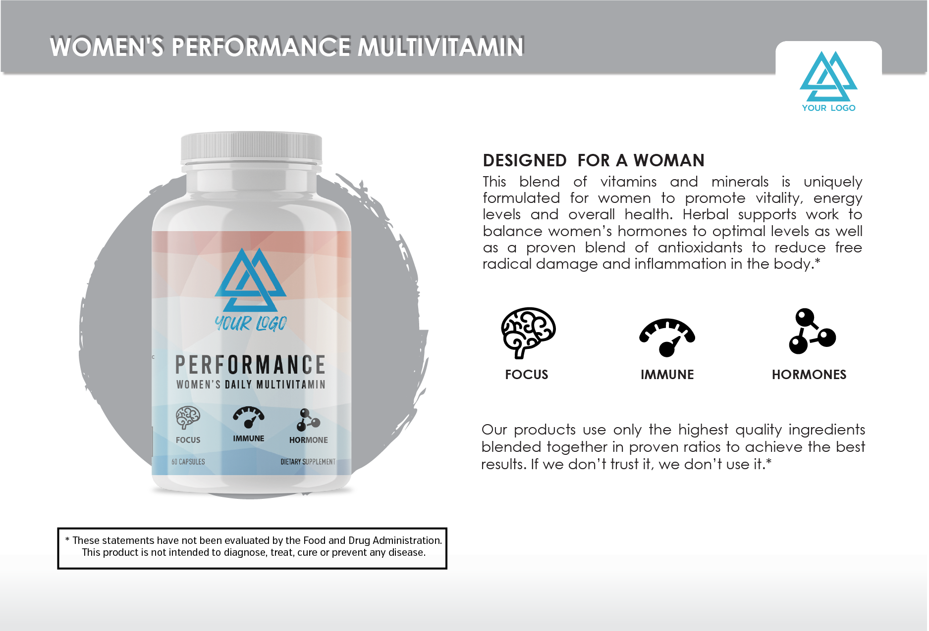 Premium Info Cards - Women's Performance Multivitamin – Affiliate Supplements