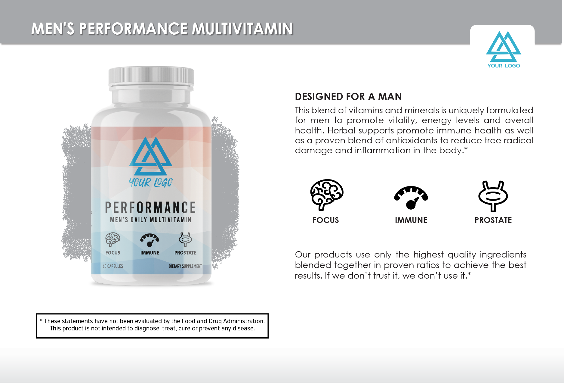 Premium Info Cards - Men's Performance Multivitamin – Affiliate Supplements